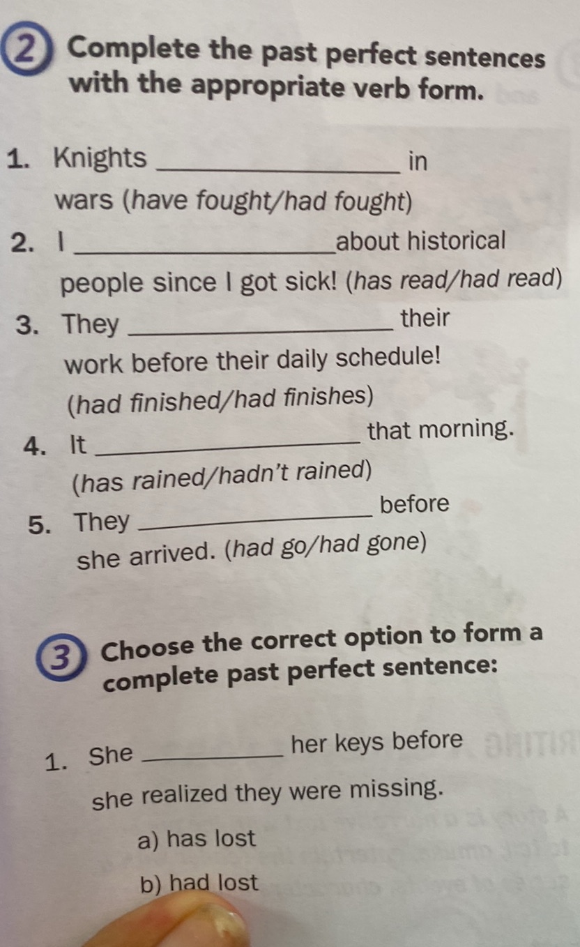 Complete the past perfect sentences with the | StudyX