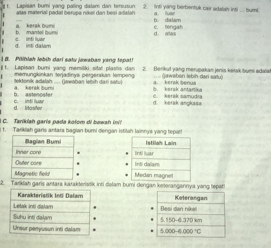 1. Lapisan bumi yang paling dalam dan | StudyX