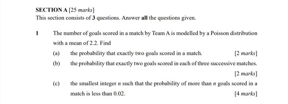 1 The number of goals scored in a match by | StudyX