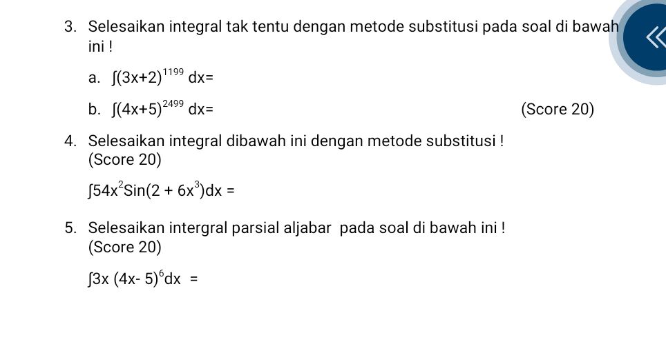 3. Selesaikan integral tak tentu dengan | StudyX