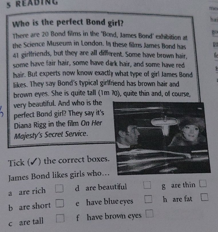 Tick ( ) the correct boxes. James Bond | StudyX