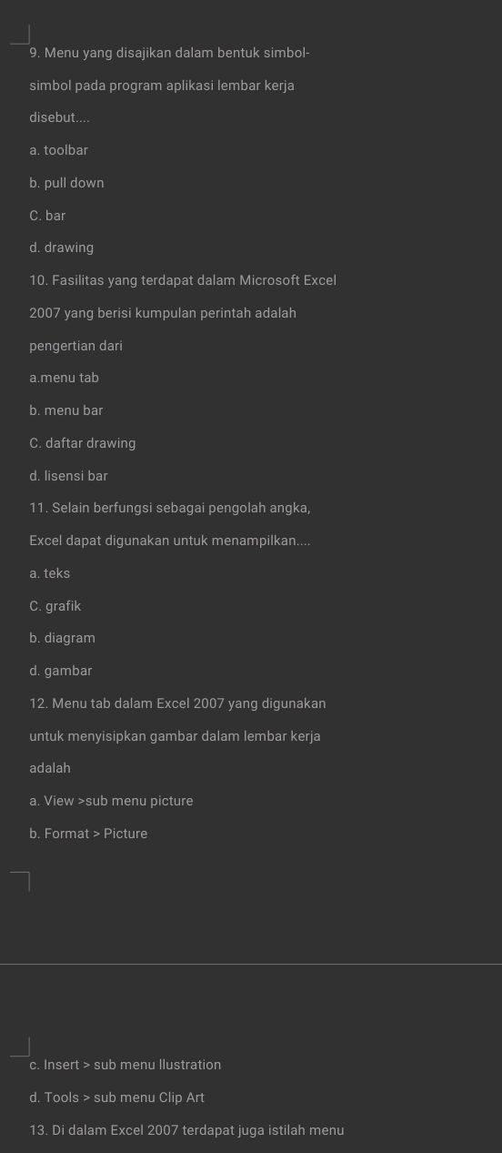 9. Menu yang disajikan dalam bentuk | StudyX