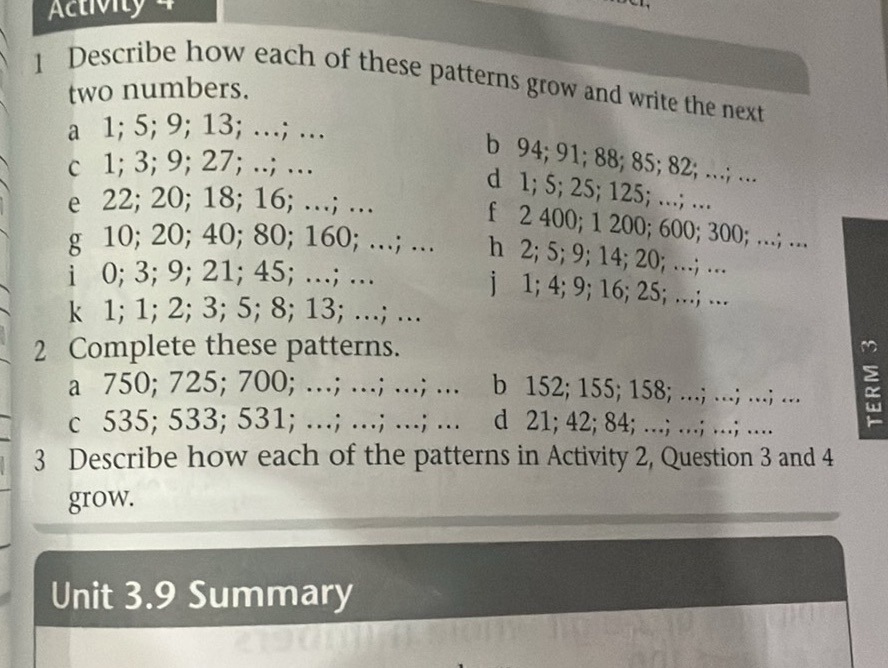1 Describe how each of these patterns grow | StudyX