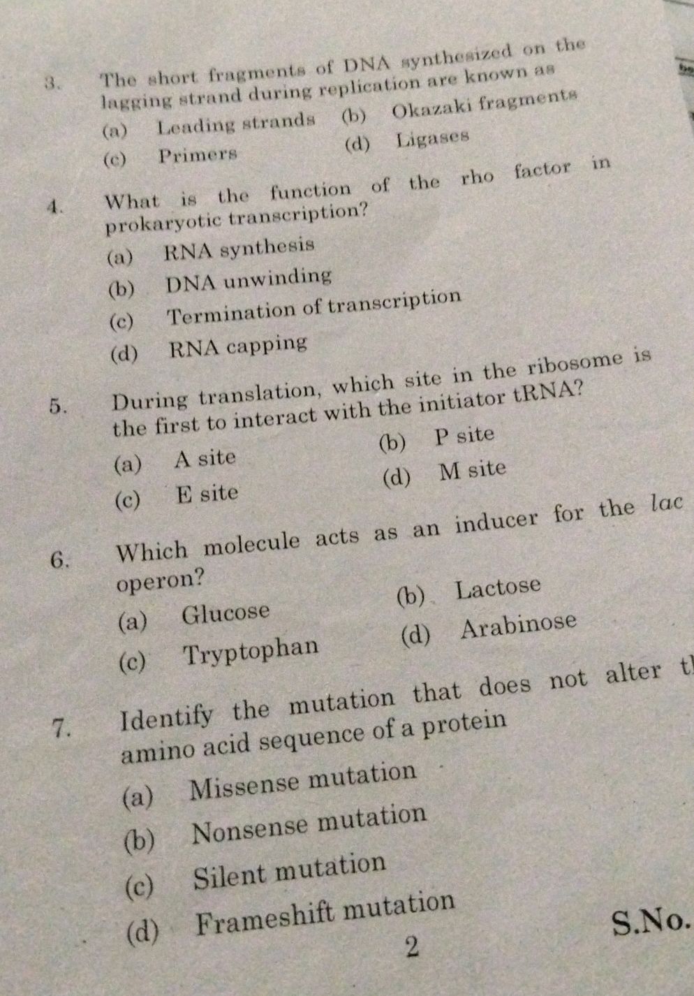 3. The short fragments of DNA synthesized on | StudyX