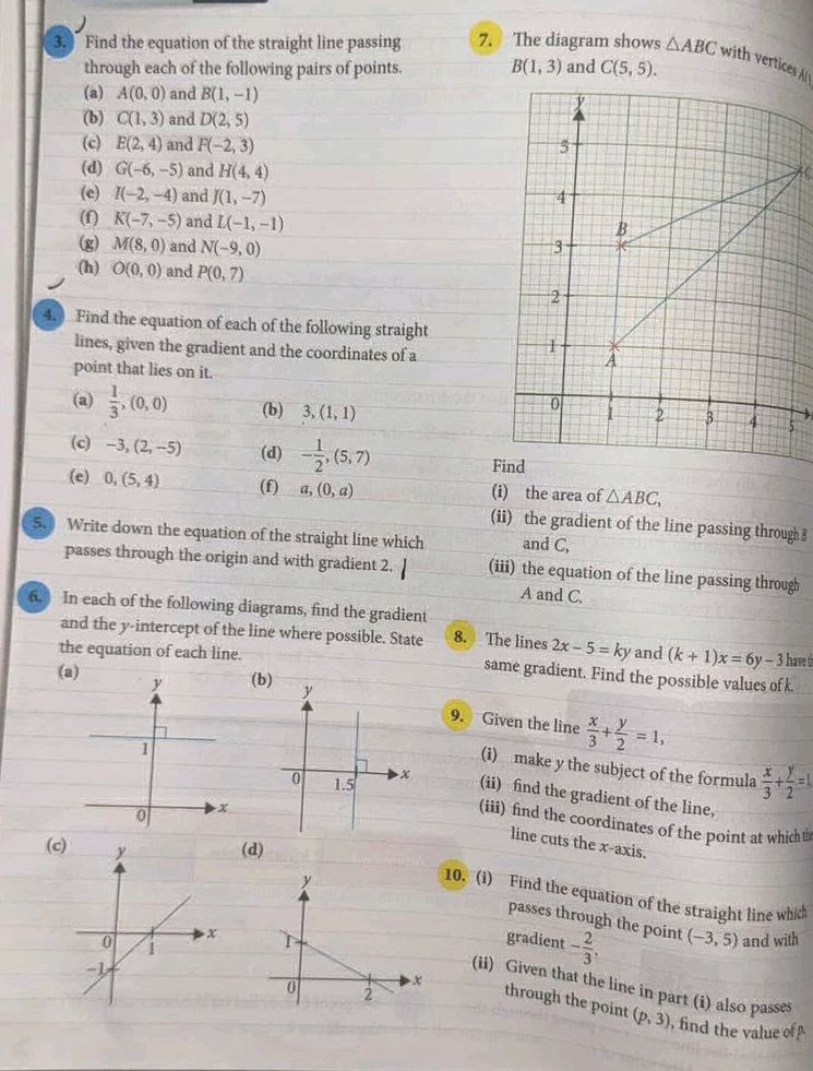 3. Find the equation of the straight line | StudyX