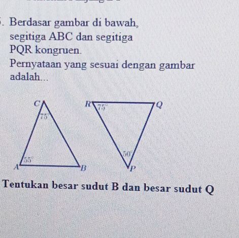 Berdasar gambar di bawah, segitiga ABC dan | StudyX
