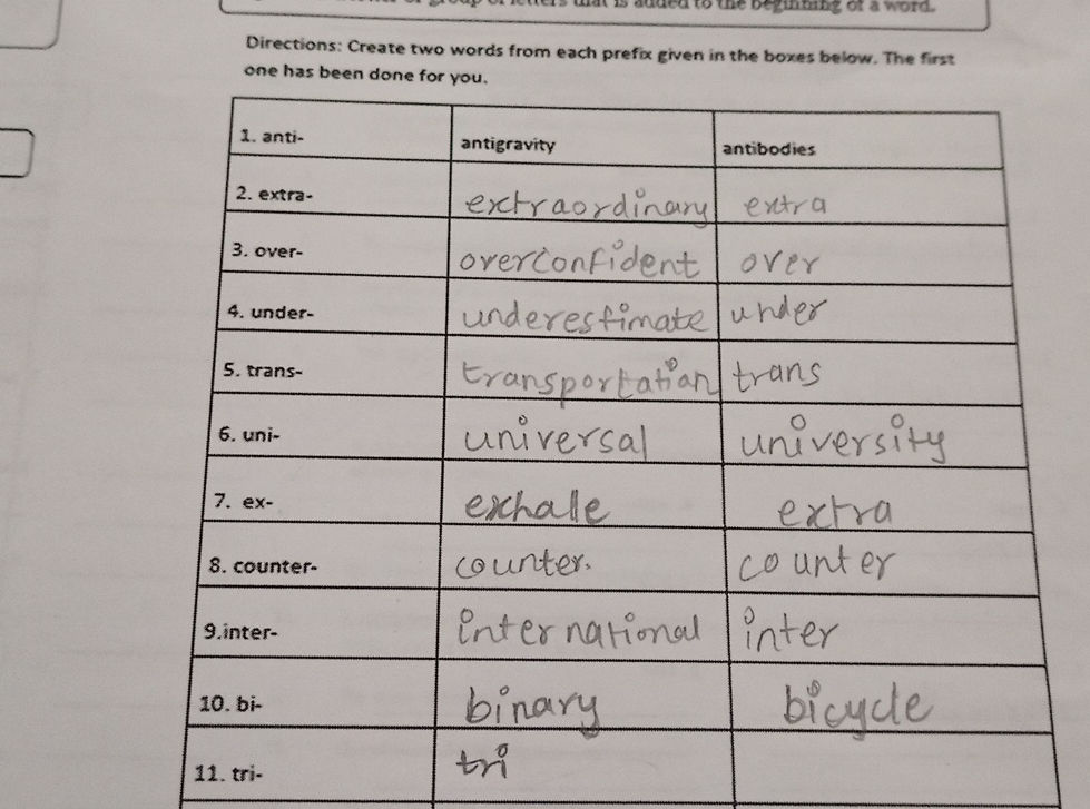 Directions: Create two words from each | StudyX