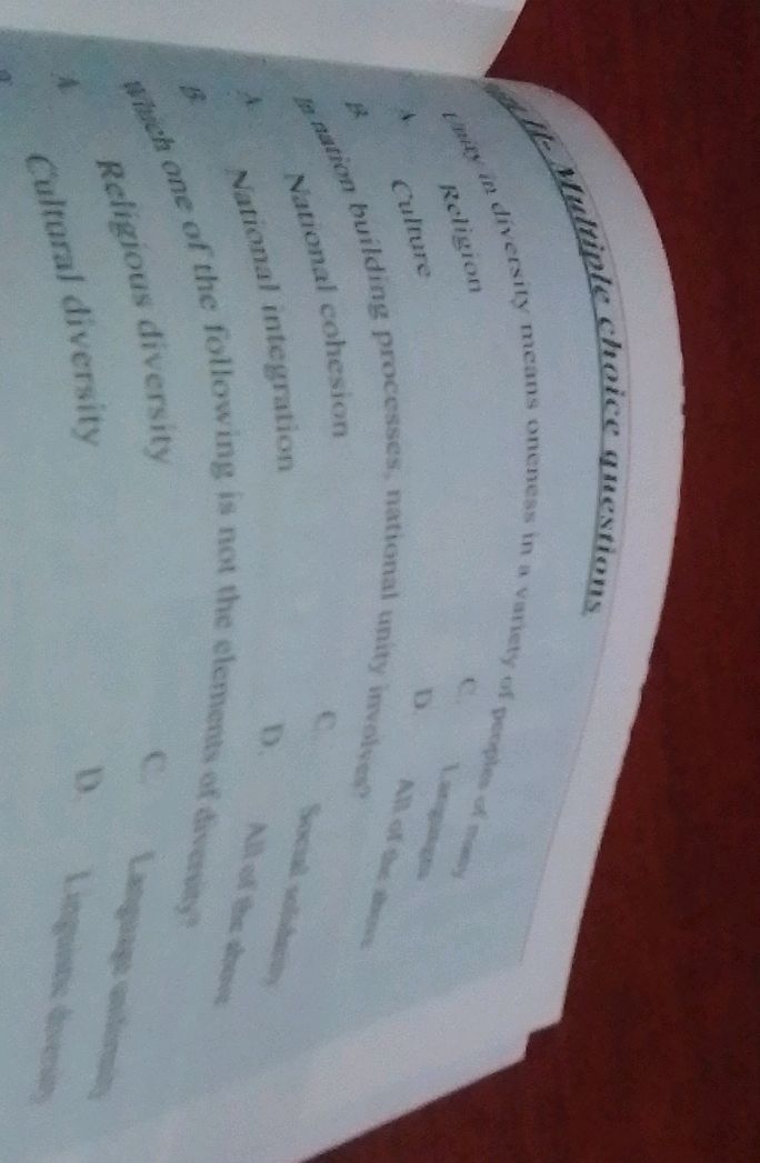 Unity in diversity means oneness in a | StudyX