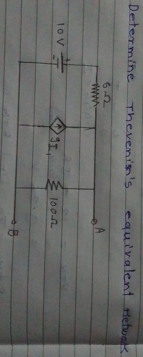 Determine Thevenin's equivalent network. | StudyX