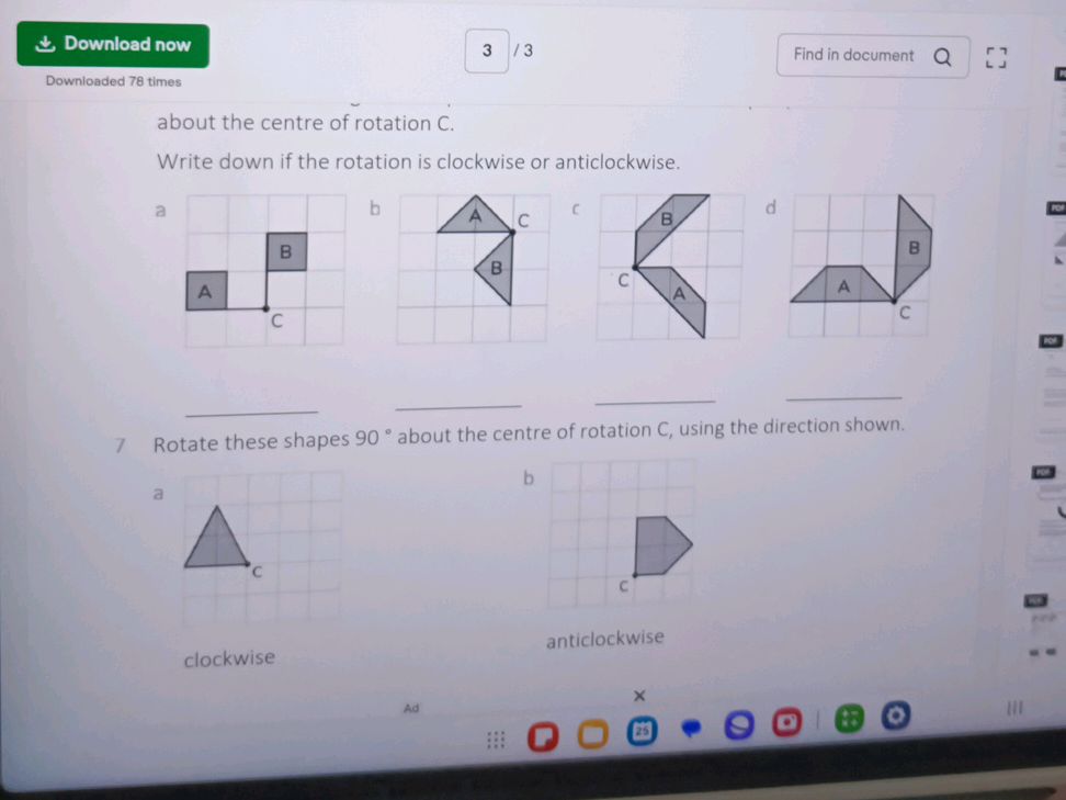 Write down if the rotation is clockwise or | StudyX