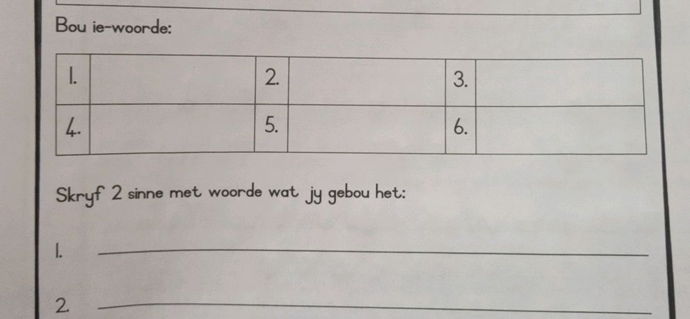 Bou ie-woorde: | 1. | 2. | 3. | | StudyX