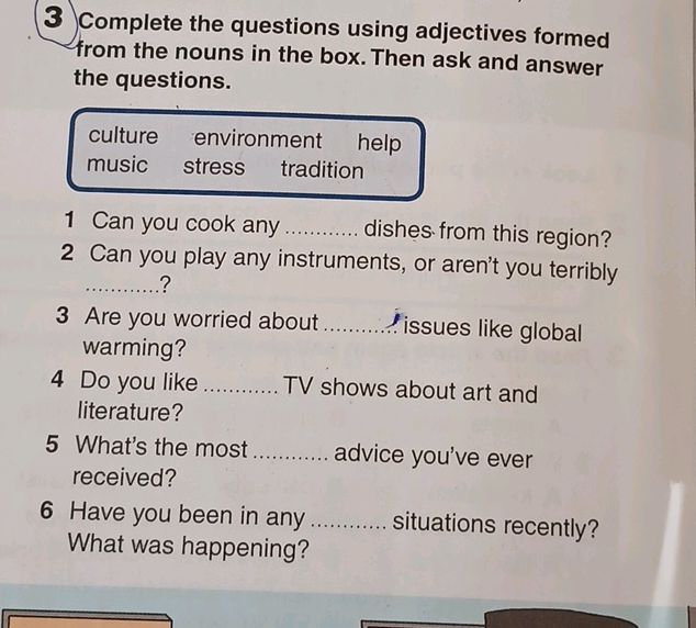 3 Complete the questions using adjectives | StudyX