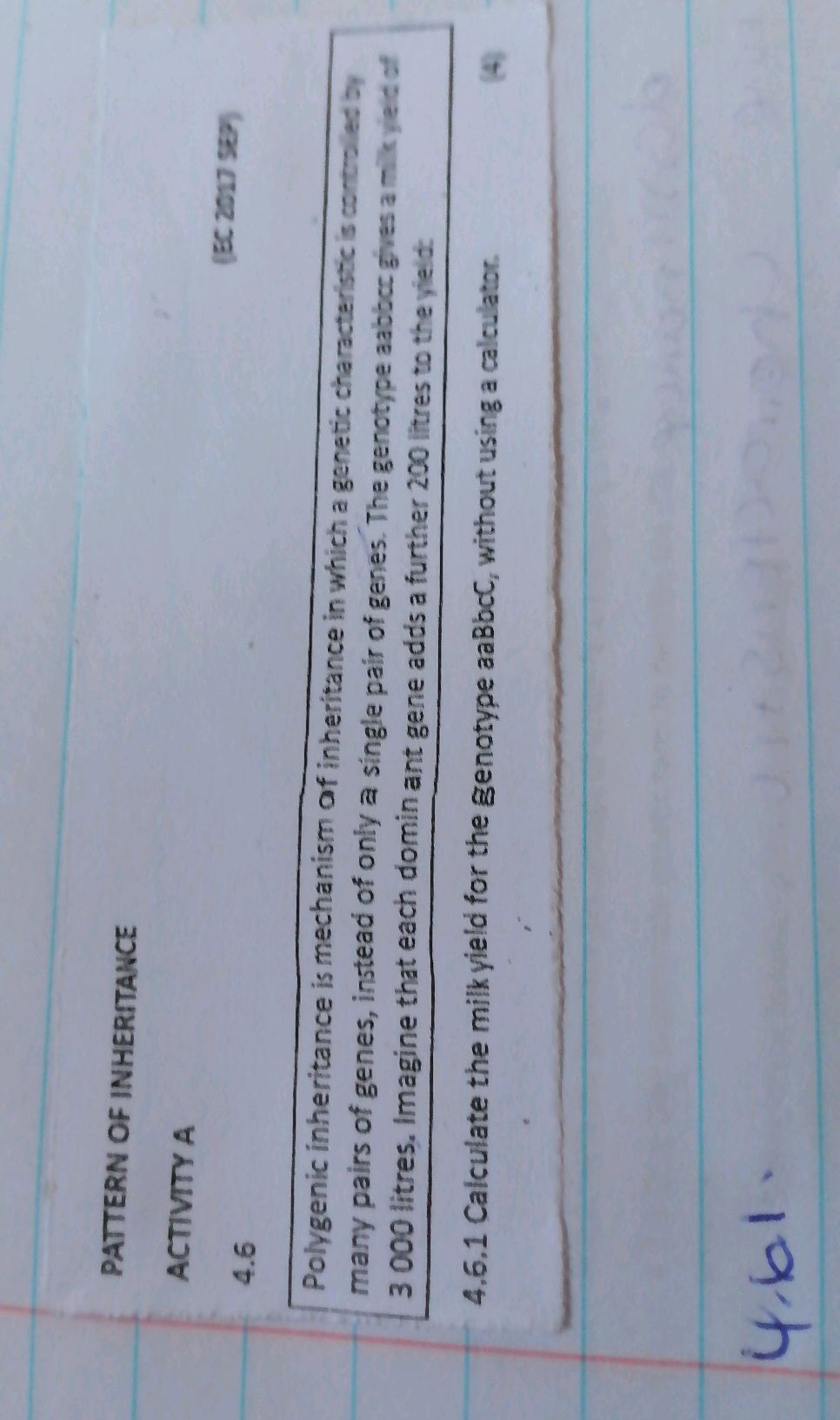 PATTERN OF INHERITANCE ACTIVITY A (EC 2017 | StudyX