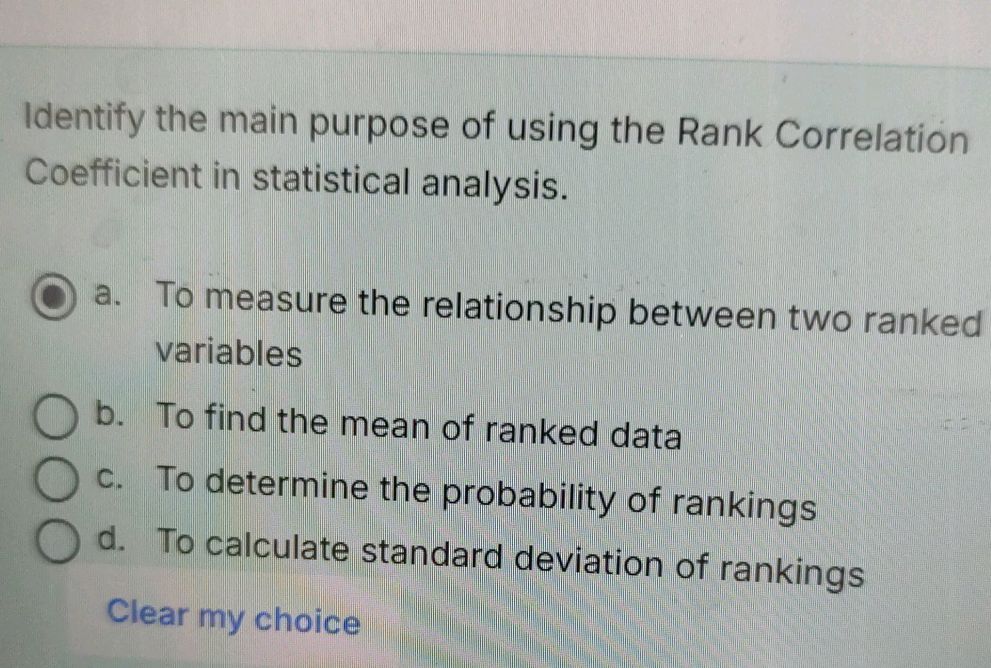 Identify the main purpose of using the Rank | StudyX