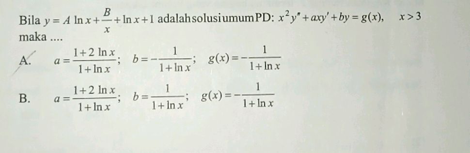 Bila $y = A x + {B}{x} + x + 1$ adalah | StudyX
