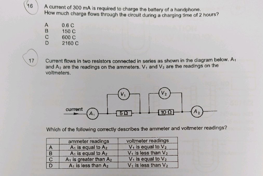 16 A current of 300 mA is required to charge | StudyX