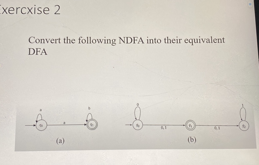 Convert the following NDFA into their | StudyX