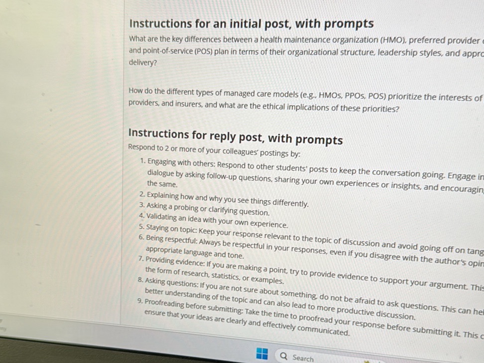 Instructions for an initial post, with | StudyX