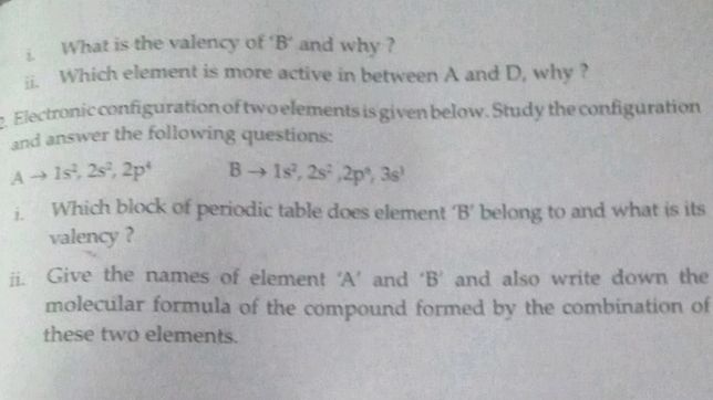 What is the valency of 'B' and why? Which | StudyX