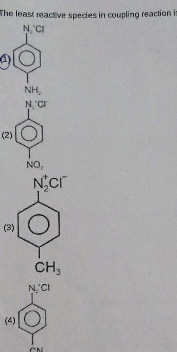 The least reactive species in coupling | StudyX