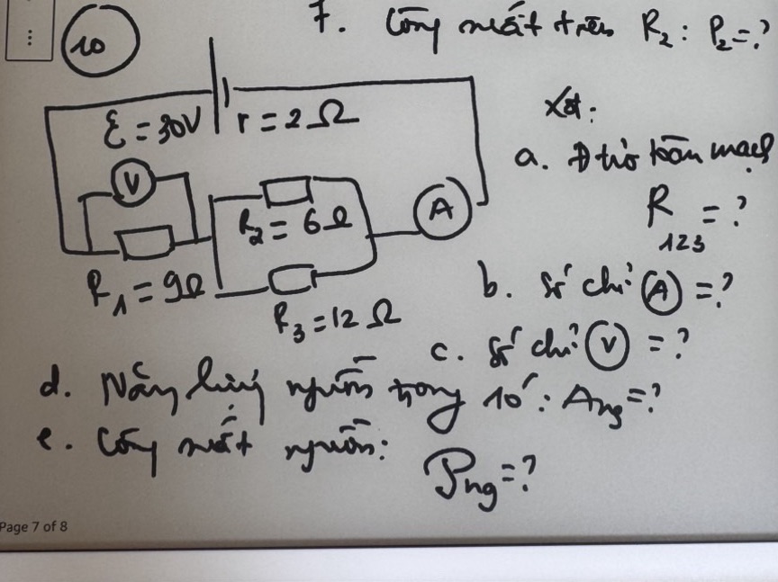 7. Công mất trên R2: P2=? Xet: a. Đtrò toàn | StudyX
