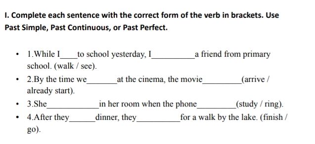 I. Complete each sentence with the correct | StudyX