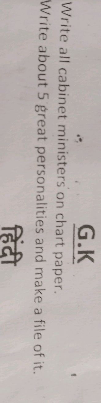 Write all cabinet ministers on chart paper. | StudyX