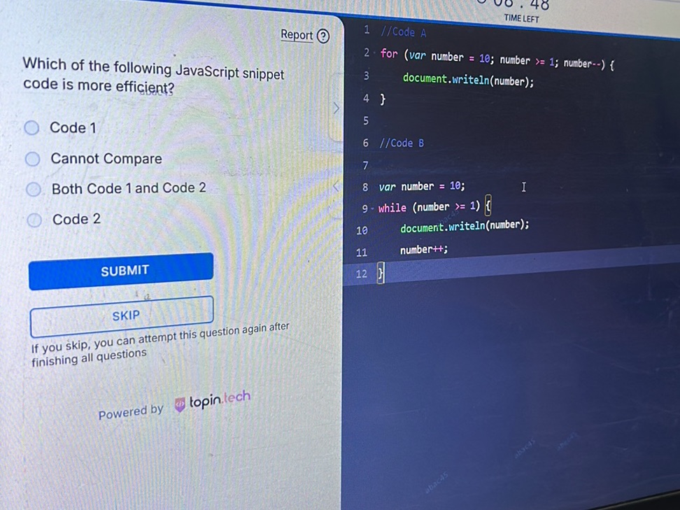 Which of the following JavaScript snippet | StudyX
