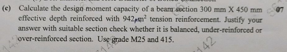 (c) Calculate the design moment capacity of | StudyX