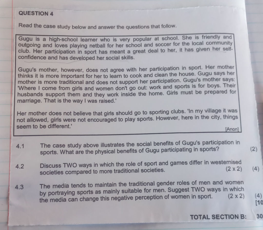 QUESTION 4 Read the case study below and | StudyX