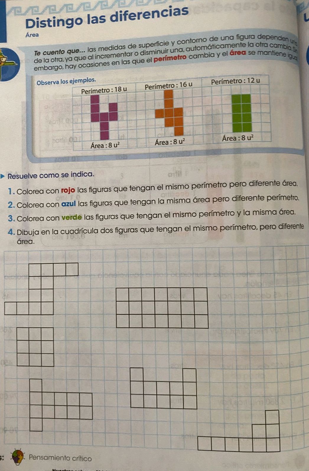 Observa los ejemplos. | Perímetro: 18 u | | StudyX