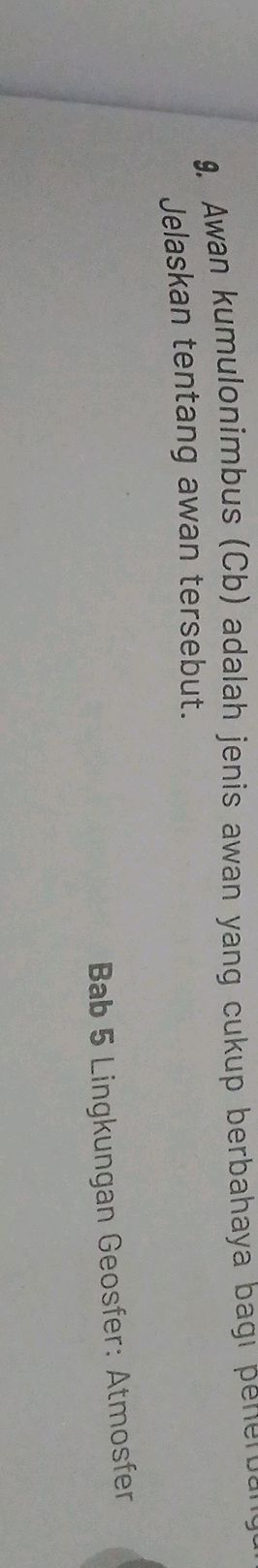 9. Awan kumulonimbus (Cb) adalah jenis awan | StudyX