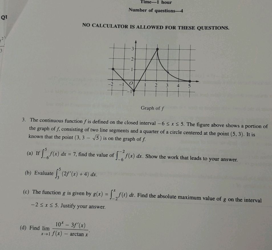 3. The continuous function $f$ is defined on | StudyX