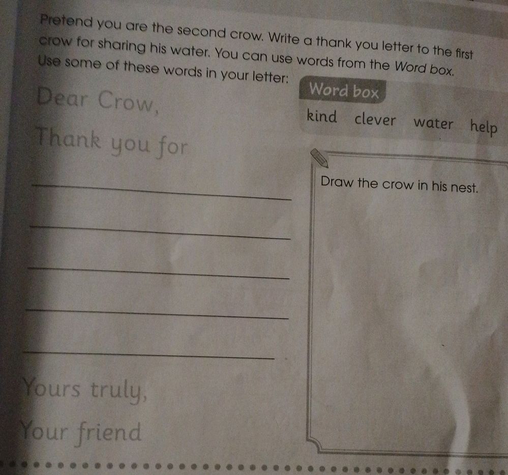 Pretend you are the second crow. Write a | StudyX