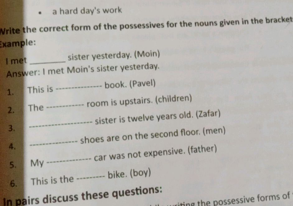 Write the correct form of the possessives | StudyX