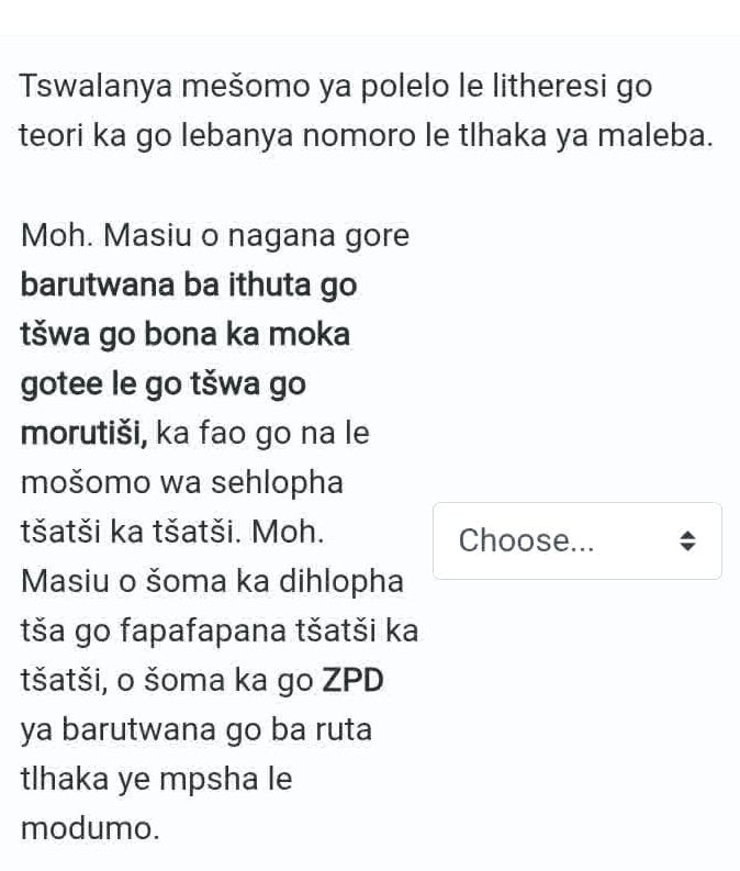 Tswalanya mešomo ya polelo le litheresi go | StudyX