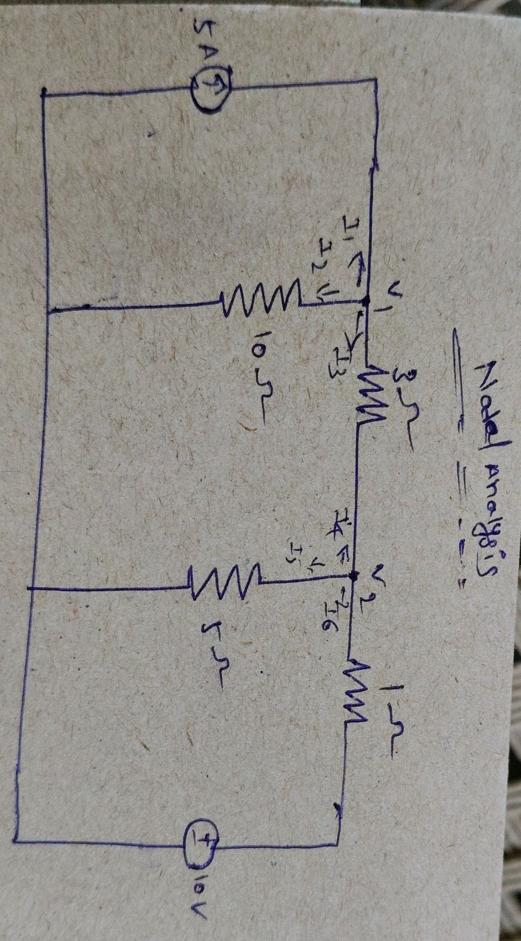 The image shows a circuit diagram for nodal | StudyX