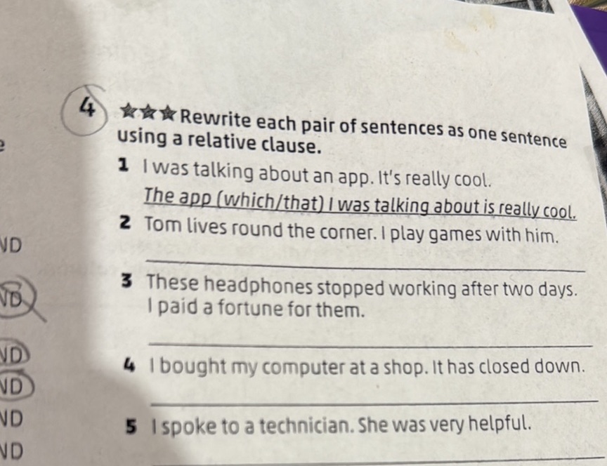 Rewrite each pair of sentences as one | StudyX