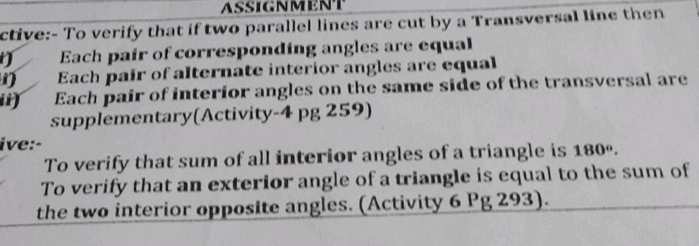 To verify that if two parallel lines are cut | StudyX