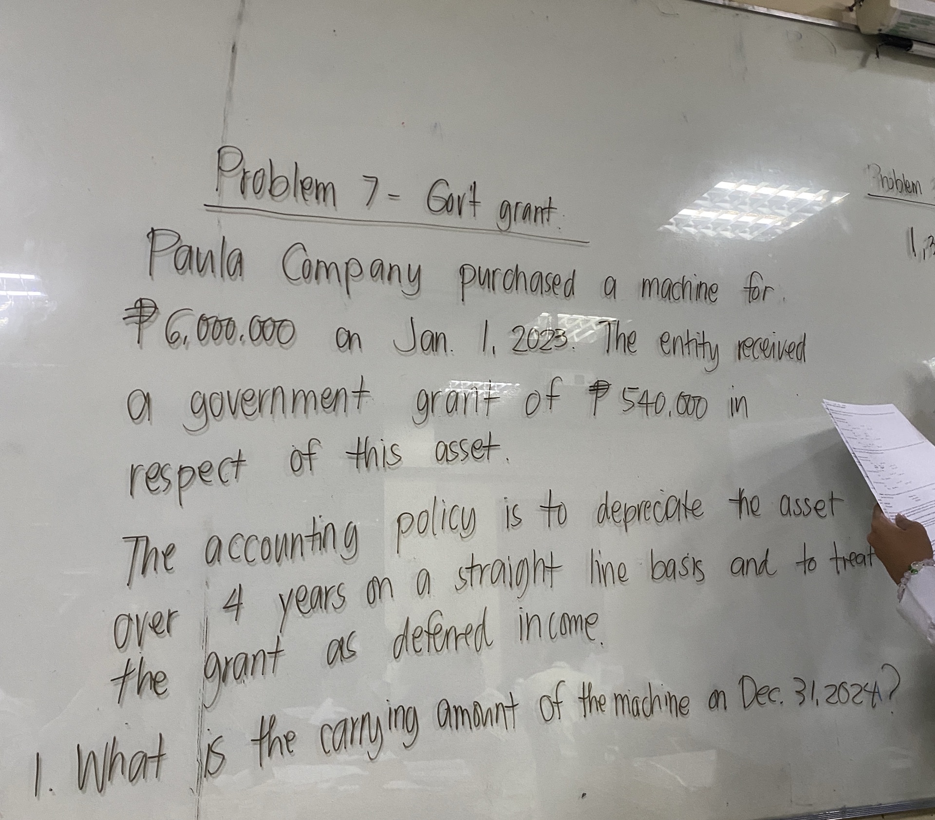 Problem 7 - Govt grant. Paula Company | StudyX