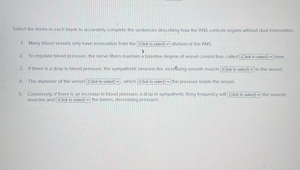Select the terms in each blank to accurately | StudyX
