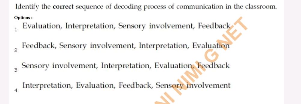Identify the correct sequence of decoding | StudyX