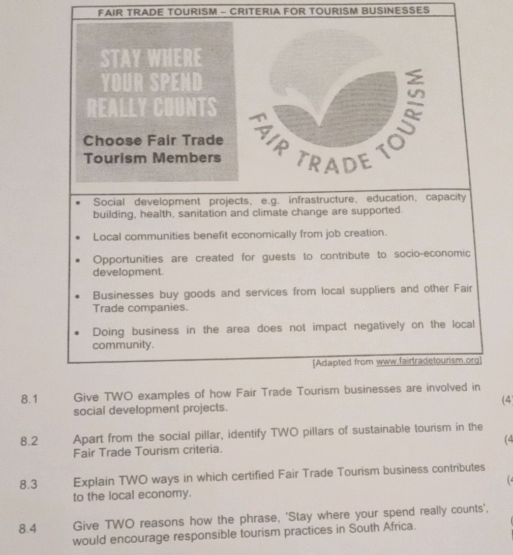 8.1 Give TWO examples of how Fair Trade | StudyX