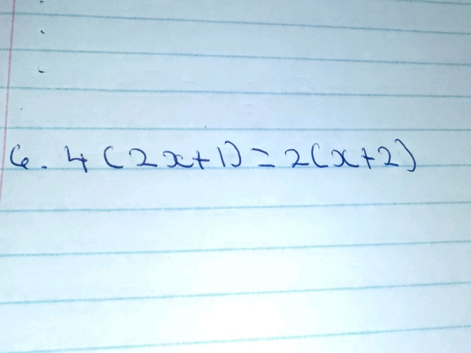 Solving Linear Equations: 4(2x+1) = 2(x+2) | StudyX