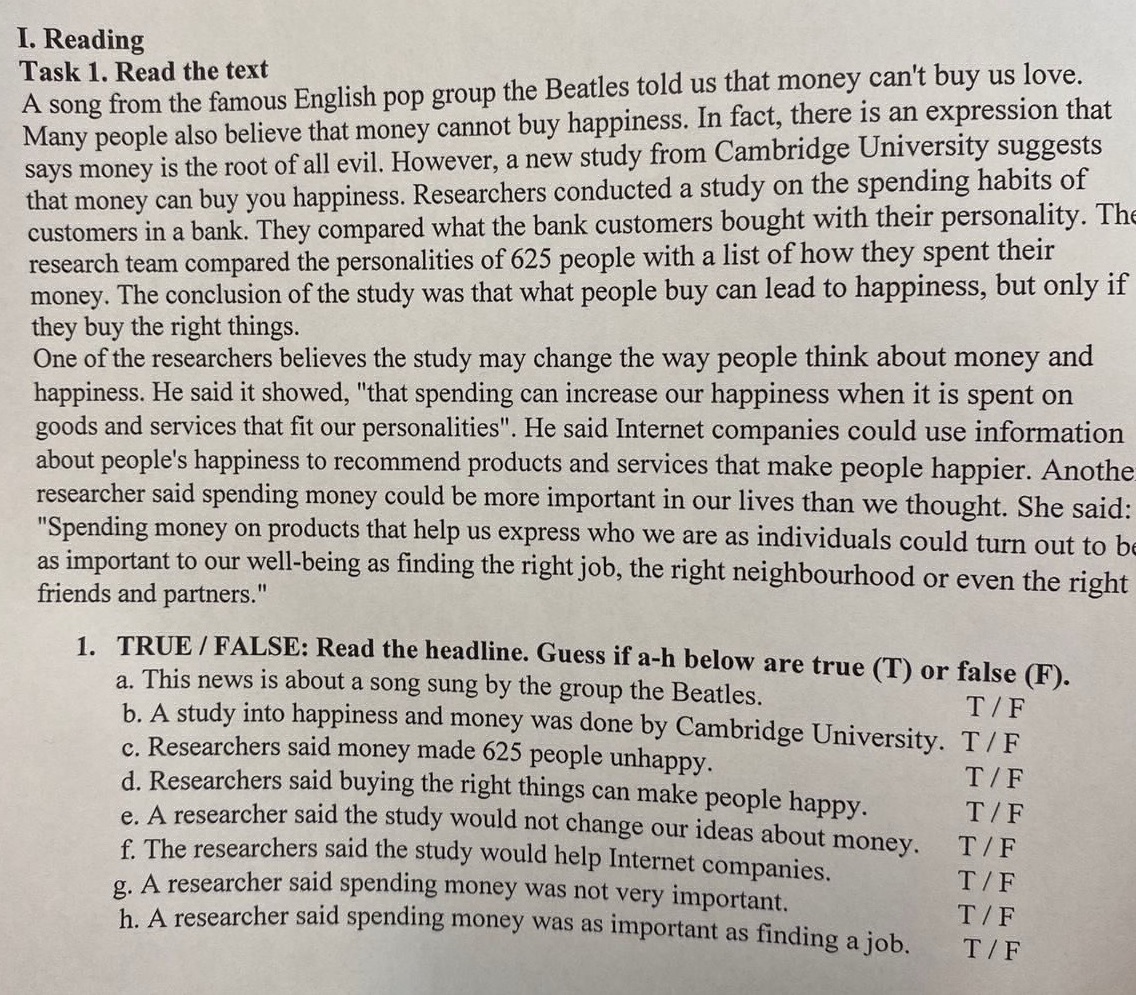 I. Reading Task 1. Read the text A song from