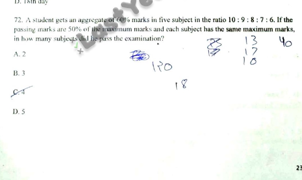 72. A student gets an aggregate of 60% marks | StudyX