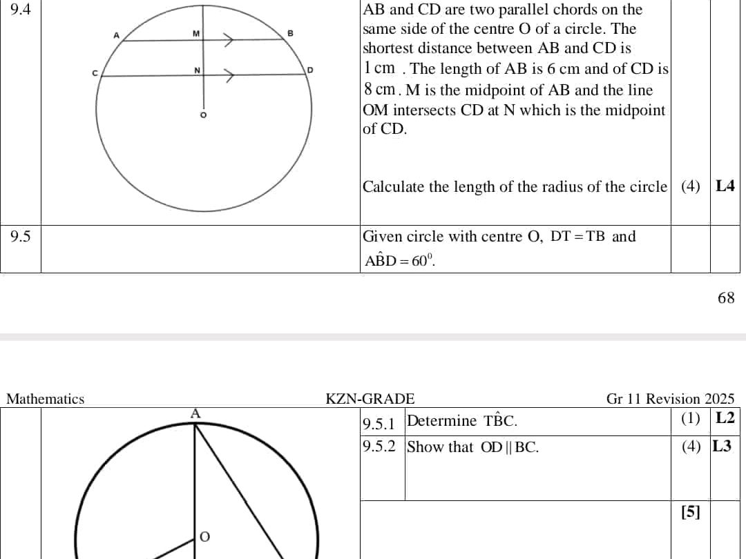 9.4 AB and CD are two parallel chords on the | StudyX