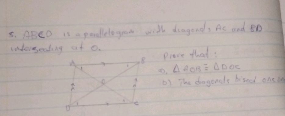 5. ABED is a parallelogram with diagonds AC | StudyX