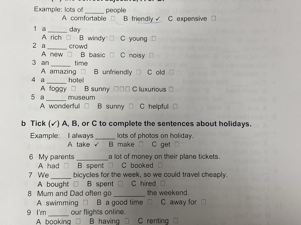 a) Choose the correct adjective, A, B, or C. | StudyX