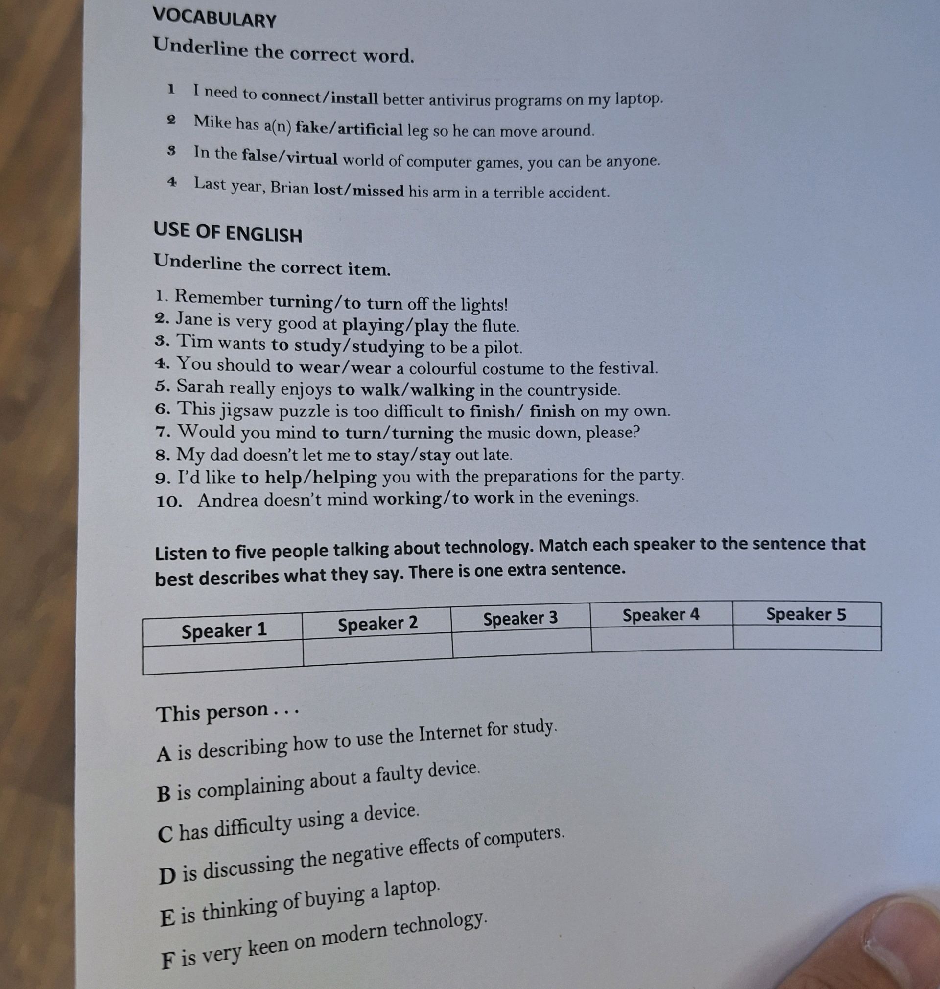 VOCABULARY Underline the correct word. 1 I | StudyX